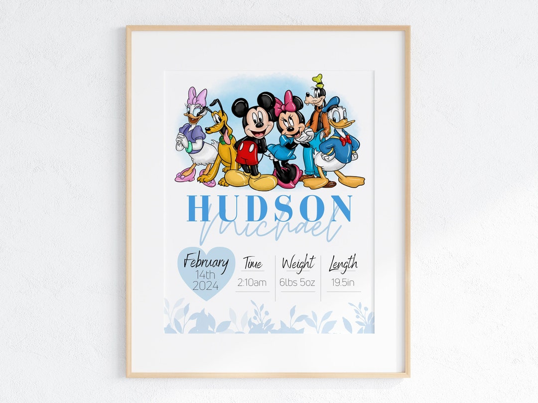 Personalized Mickey & Friends Birth Print: Nursery Decor (digital ...