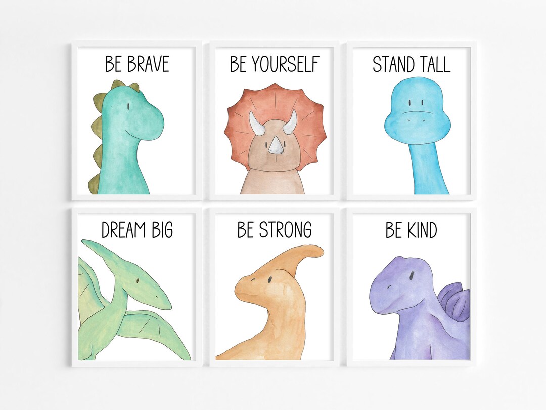 Adorable Watercolor Dinosaurs With Positive Affirmations - Etsy