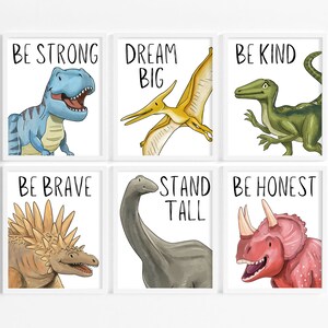 Dinosaur Wall Art With Positive Affirmations, Set of 6 Nursery Prints ...