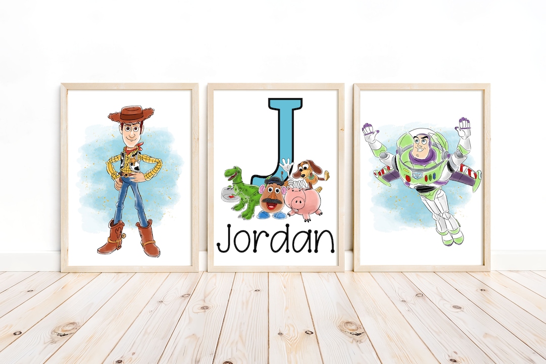 Toy Inspired Prints With Personalised Name, Set of 3 Nursery Decoration ...