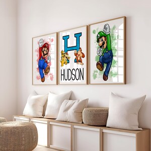 Mario & Friends Personalized Name Prints – Set of 3, Playroom Wall Art ...