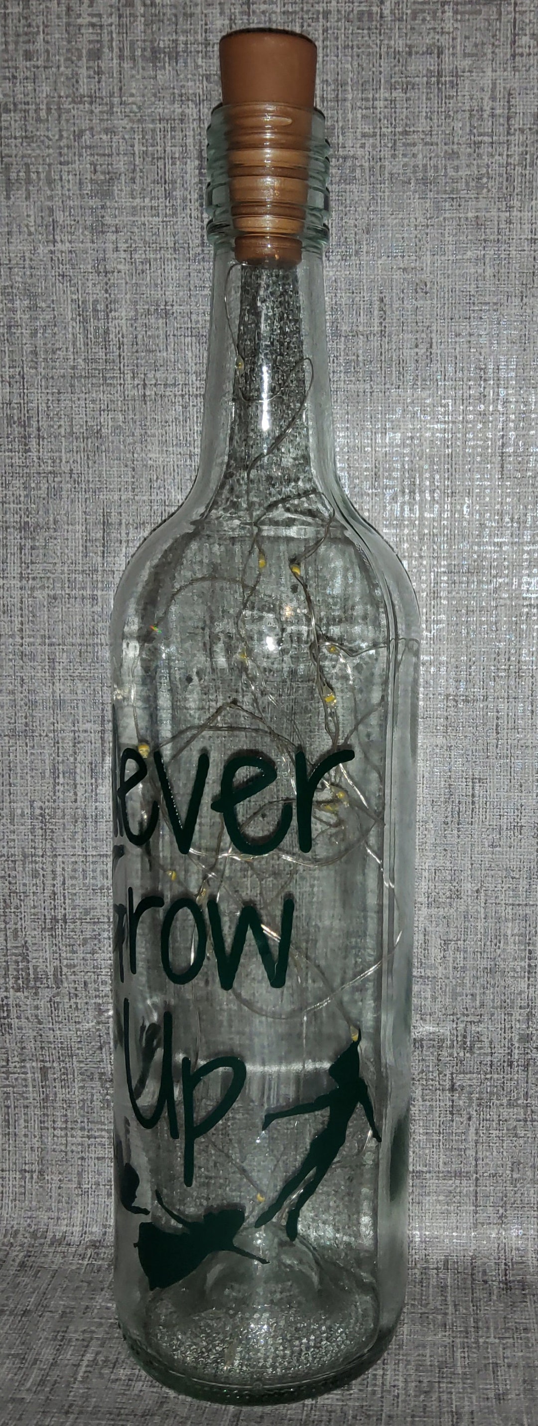 Peter Pan 'nerver Grow Up' Clear Light up Wine Bottle - Etsy