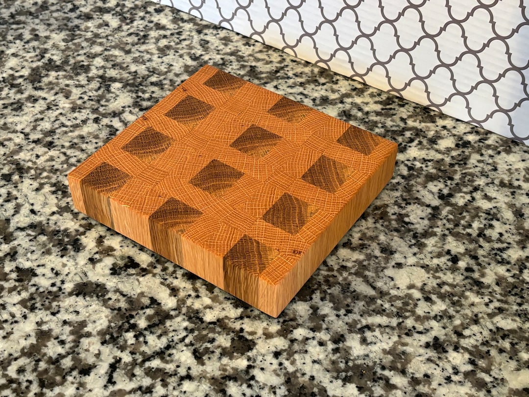 Small Butcher Block White and Red Oak Trivet - Etsy