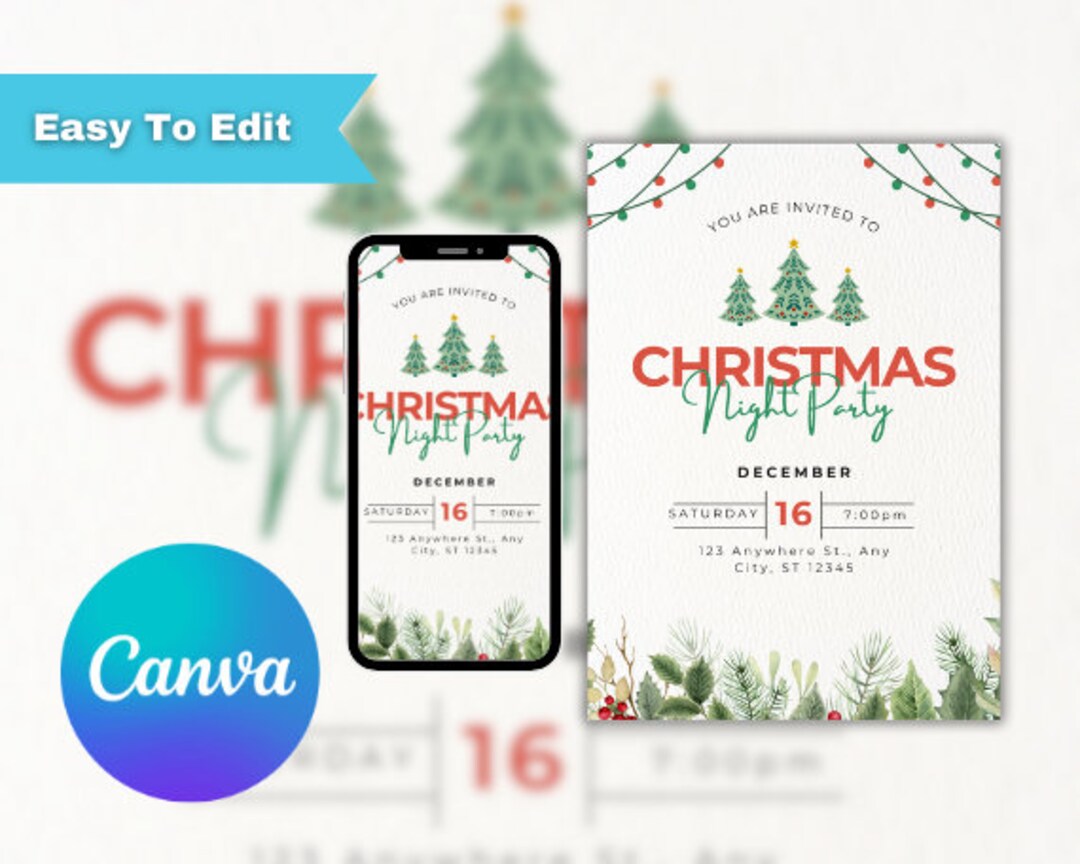 Editable Christmas Party Invitation - Etsy