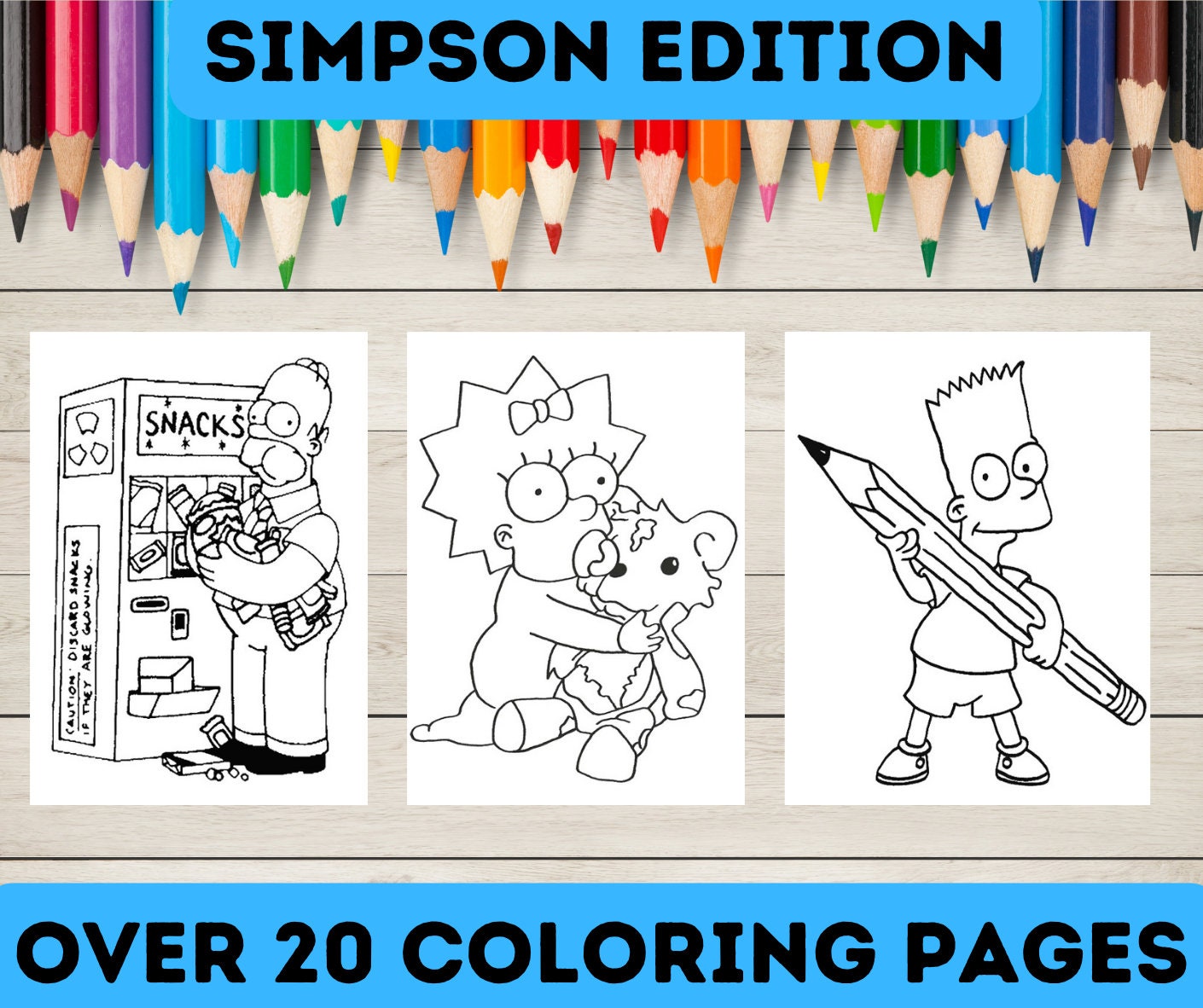 20 Coloring Pages for Kids: Printable Simpsons Coloring Pages - Etsy