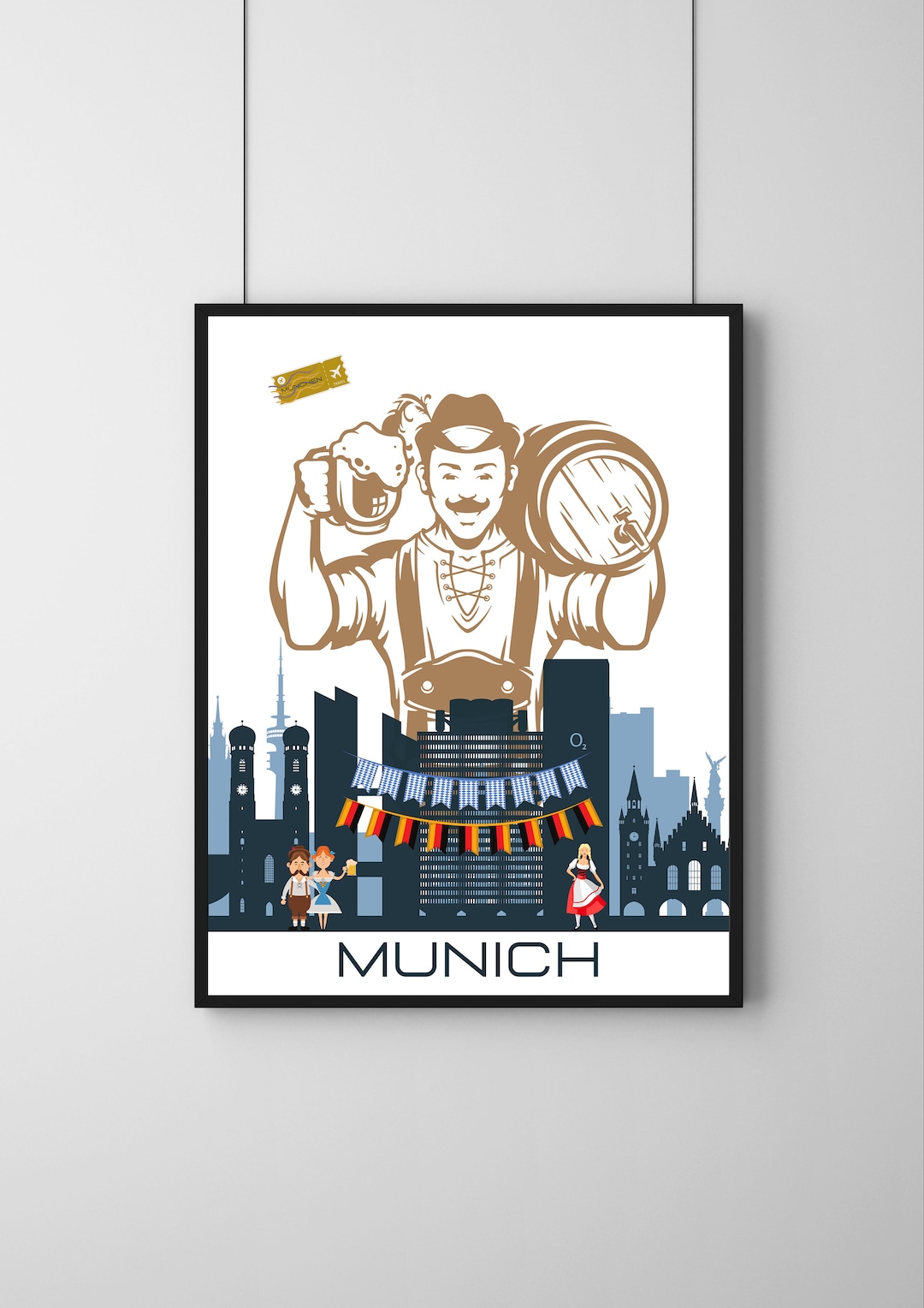 Munich Landmarks Printable Travel Art Room Decor Germany Digital Print ...