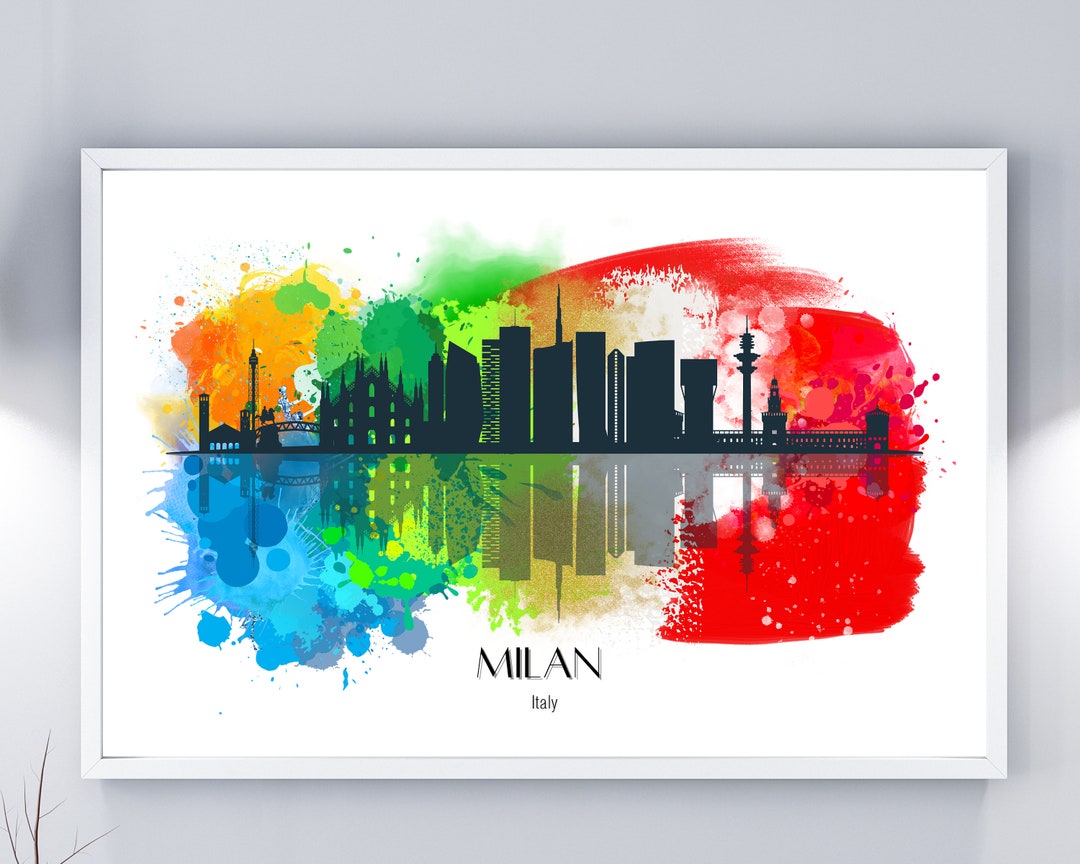Milan City Skyline Colorful Printable Wall Art Home Decor Digital Print ...