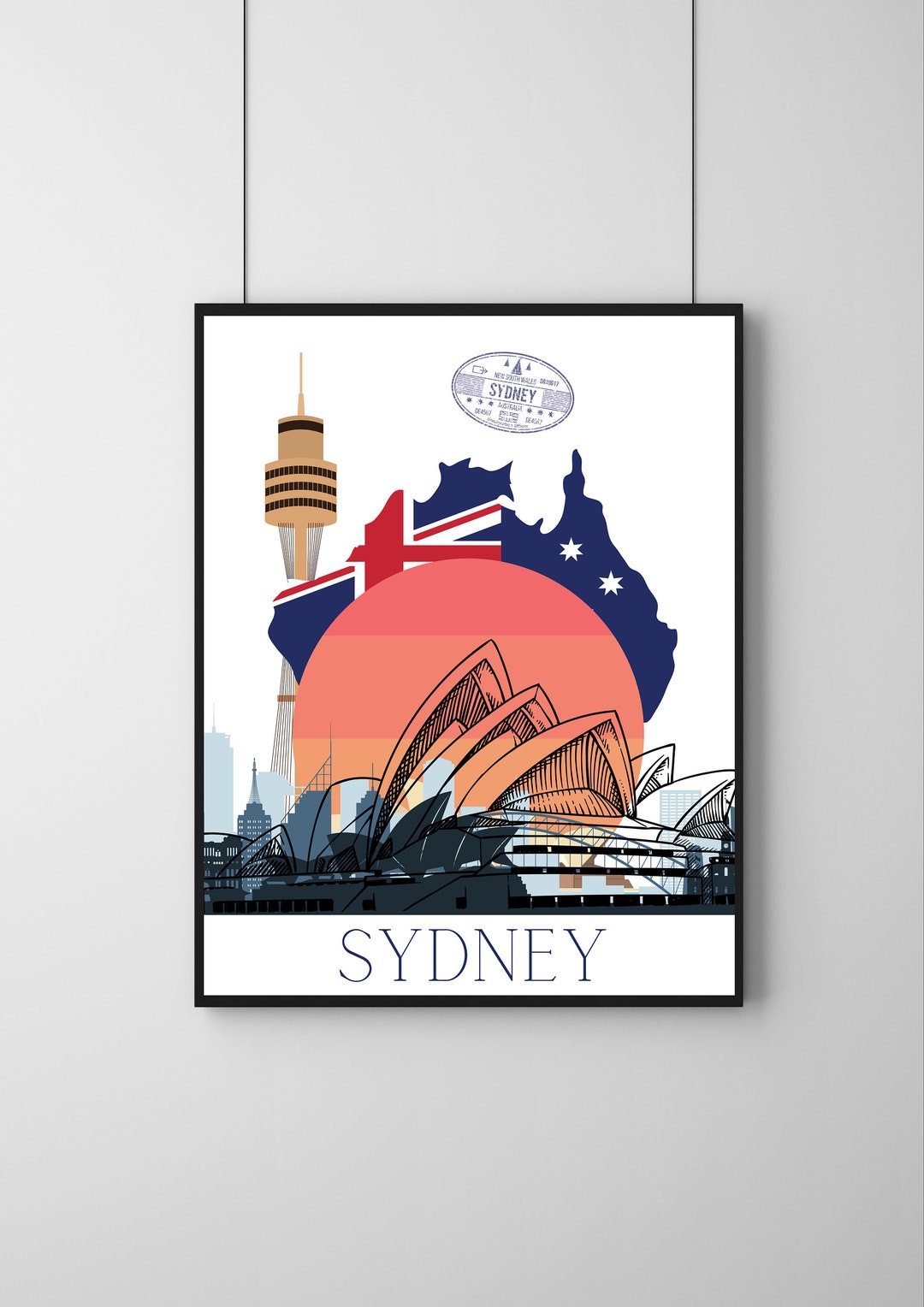 Sydney Landmarks Printable Travel Art Room Decor Australia Digital ...