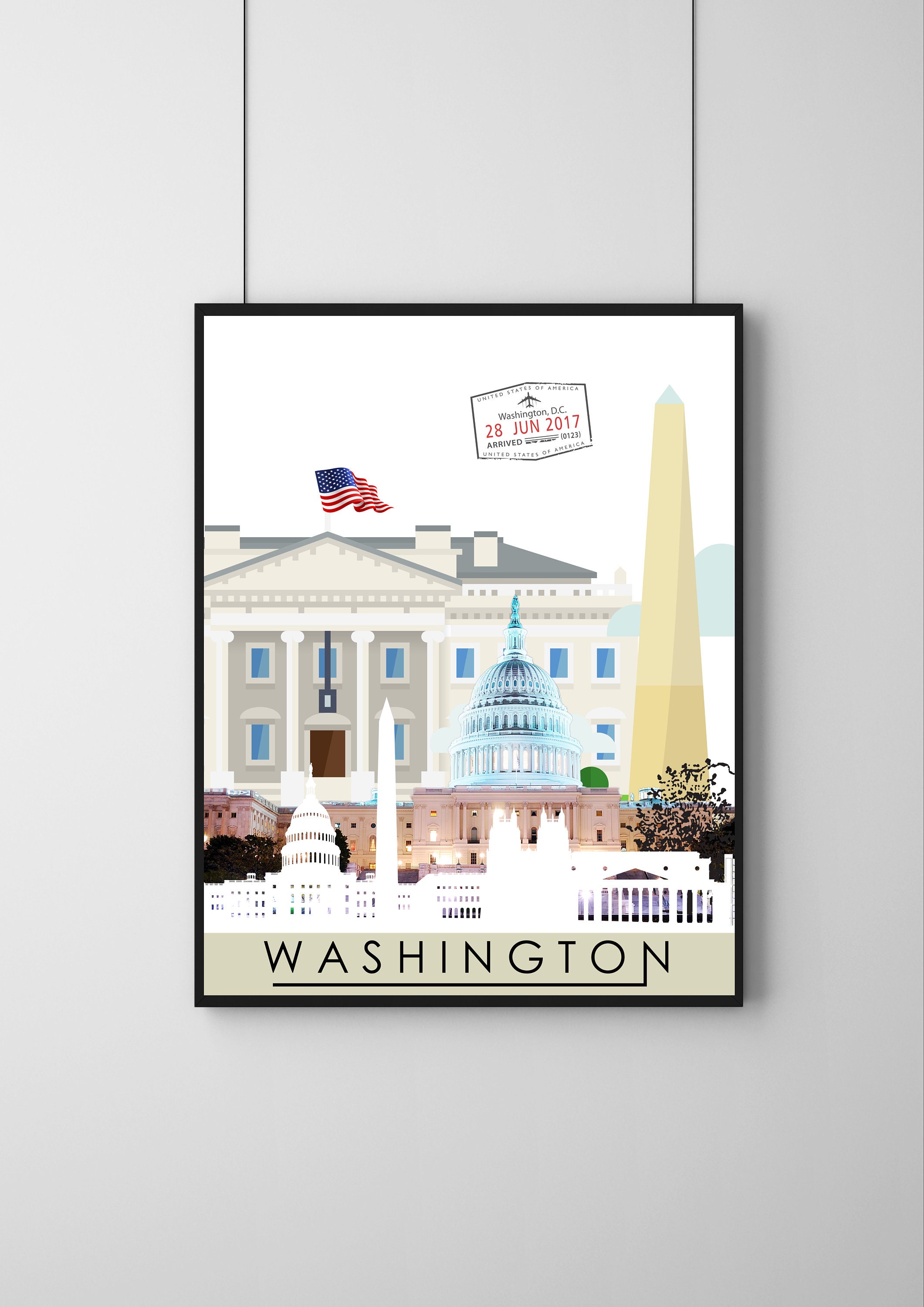 Washington DC Landmarks Printable Travel Art Home Decor United States ...