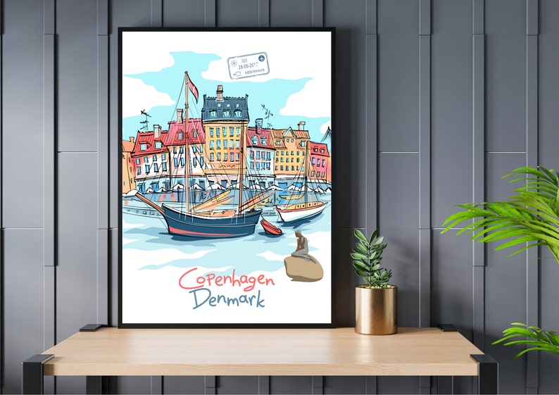 Copenhagen Landmarks Denmark Printable Travel Art Room Decor - Etsy