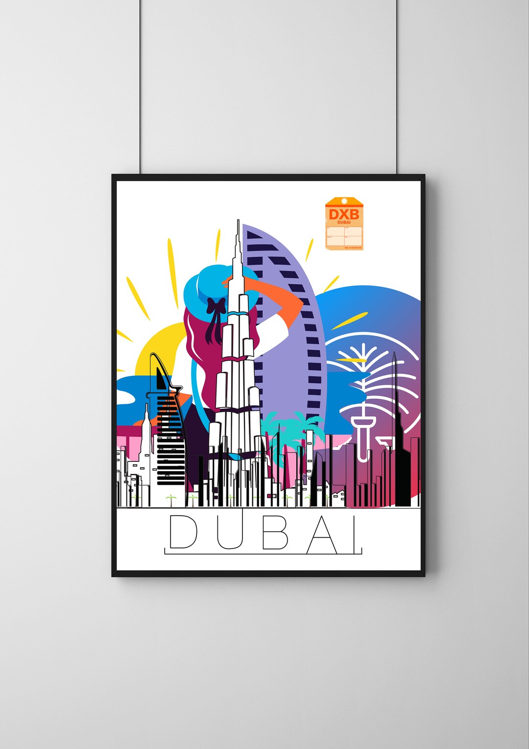 Dubai Landmarks Printable Travel Art Room Decor United Arab Emirates ...