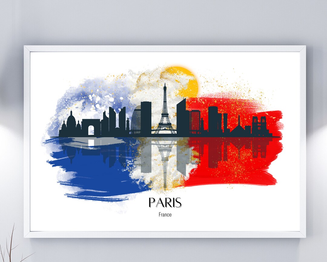 Paris City Skyline Colorful Printable Wall Art Home Decor Digital Print ...