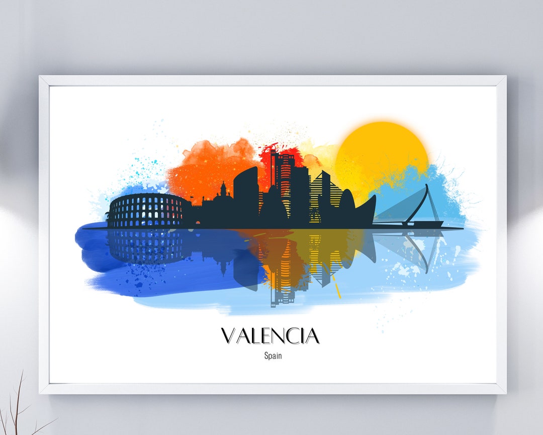 Valencia City Skyline Colorful Printable Wall Art Home Decor Digital ...