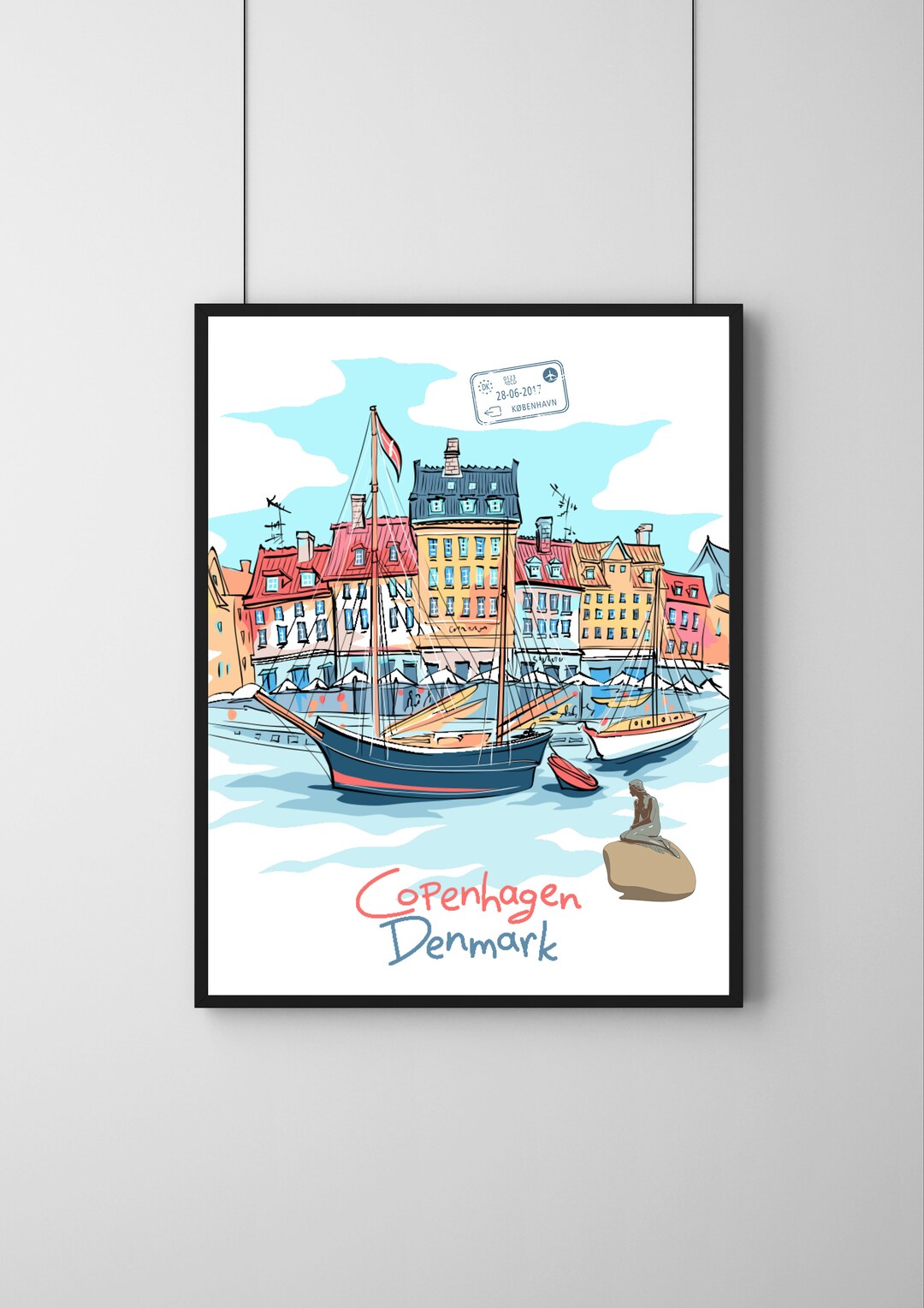 Copenhagen Landmarks Denmark Printable Travel Art Room Decor København ...