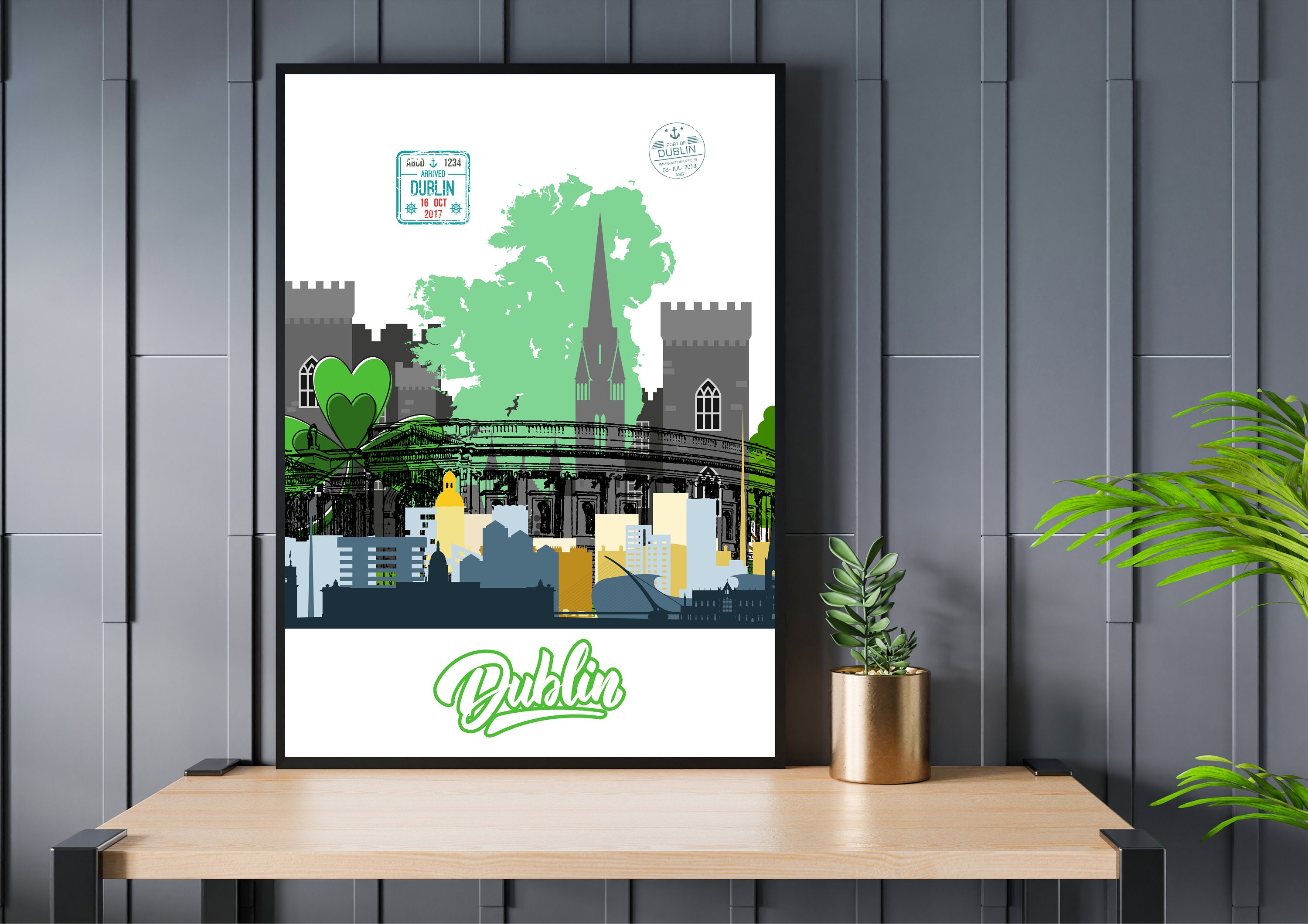 Dublin Landmarks Printable Travel Art Room Decor Ireland Digital Print ...