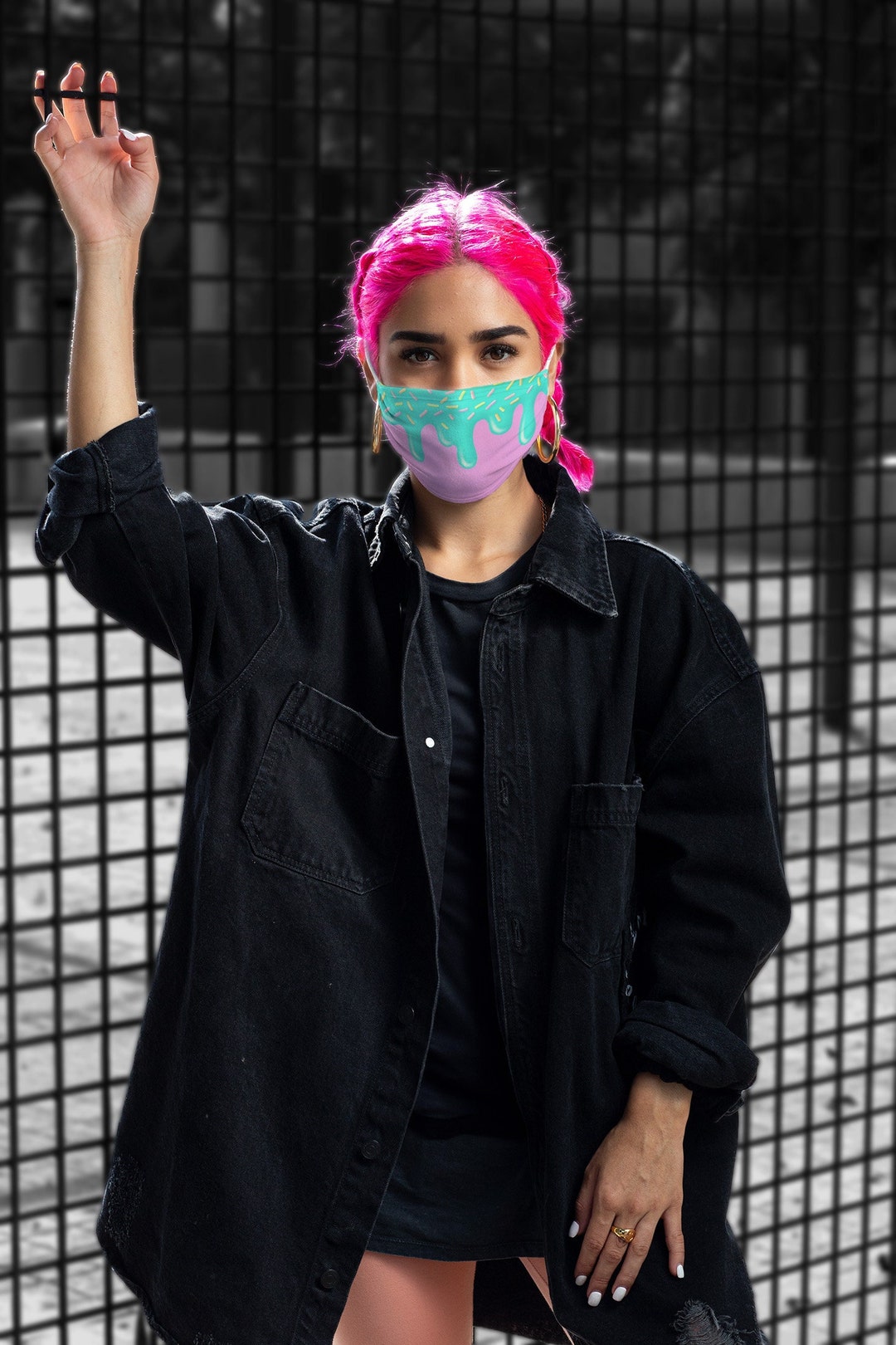 Cute Kawaii Face Mask Pastel Goth Clothing Blueberry Frosting Cake ...
