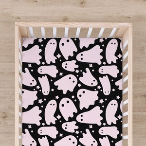 Goth Baby Pink Ghost Fitted Crib Sheets, Gothic Nursery, Pastel Goth ...