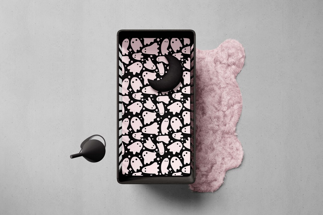 Goth Baby Pink Ghost Fitted Crib Sheets, Gothic Nursery, Pastel Goth ...