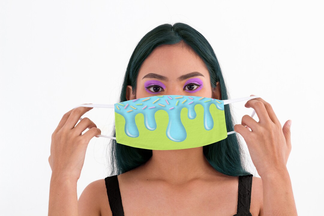 Cute Kawaii Face Mask Pastel Goth Clothing Blue Raspberry Frosting Cake ...