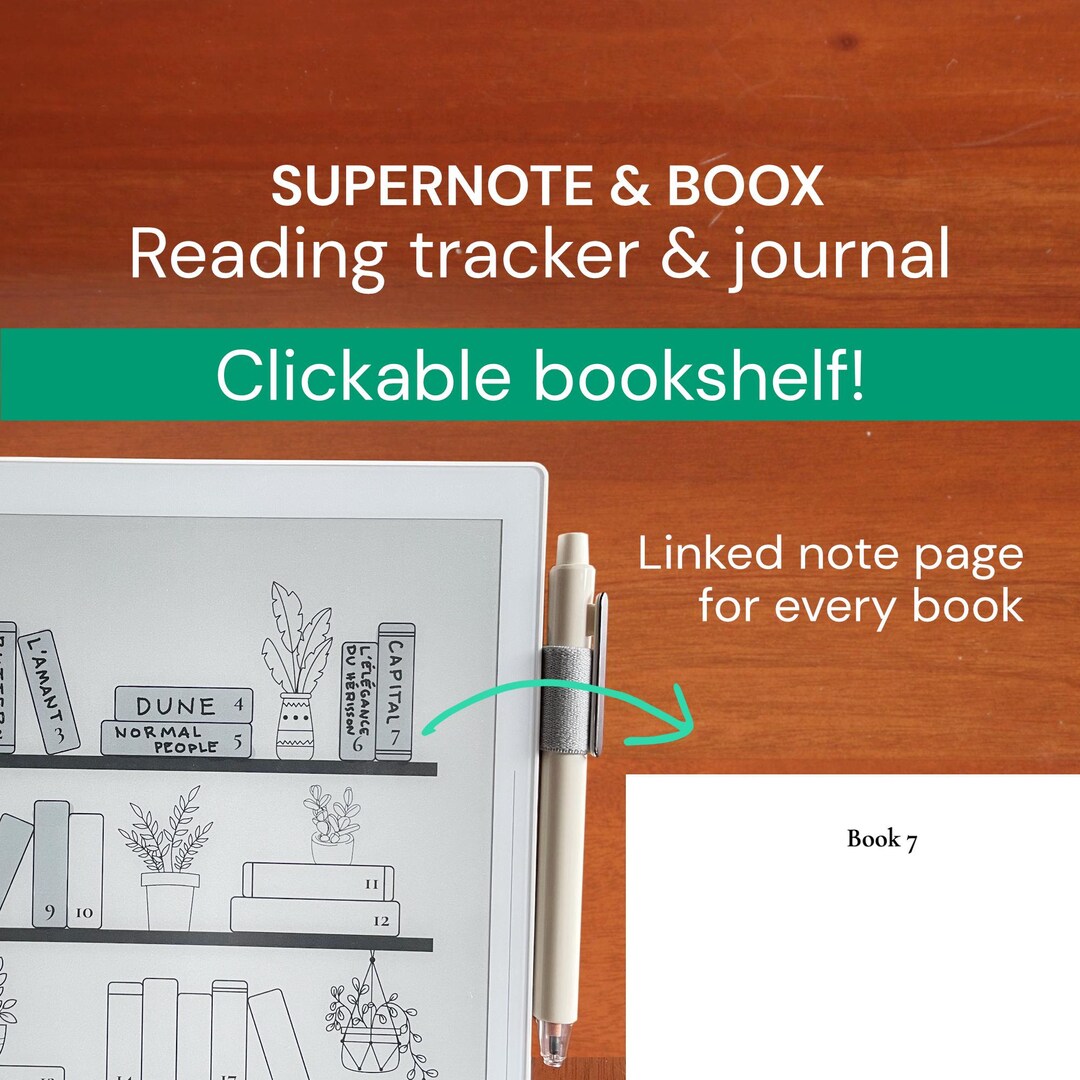 Supernote & Boox Reading Tracker / Journal - LINKED Bookshelf Layout ...