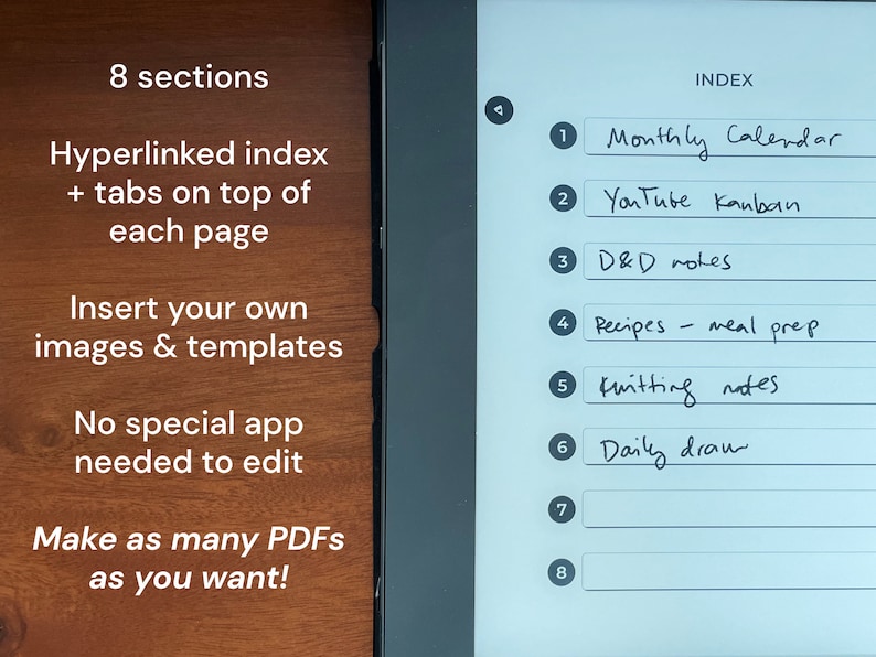 Kindle Scribe EDITABLE Linked PDF Notebook - Insert Your Own Images ...