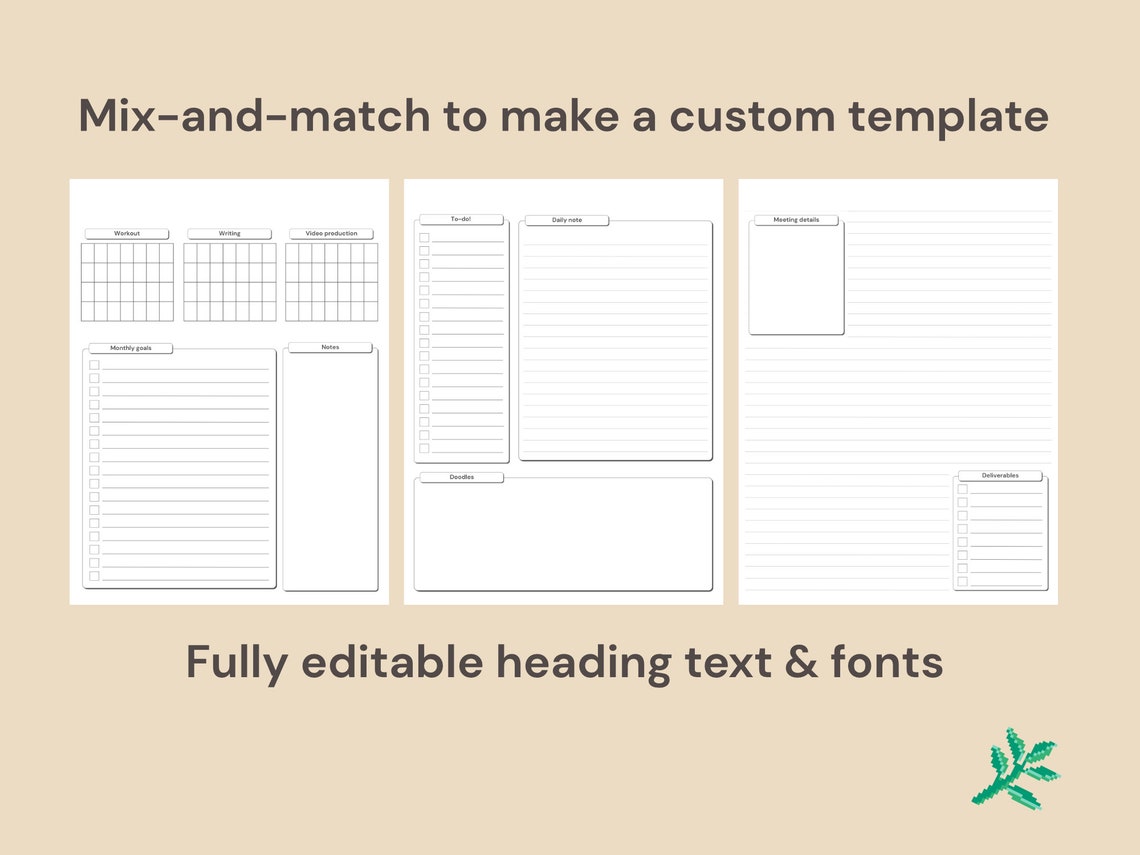 CUSTOMIZABLE Supernote Template: To-do, Note, Monthly Planner and More ...