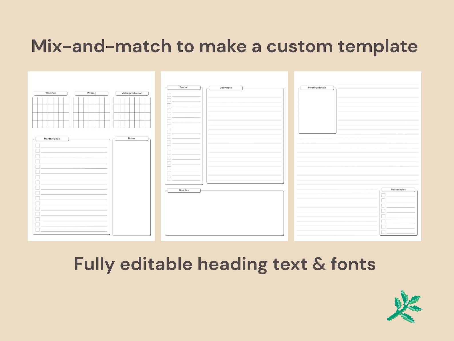 CUSTOMIZABLE Supernote Template: To-do, Note, Monthly Planner and More ...