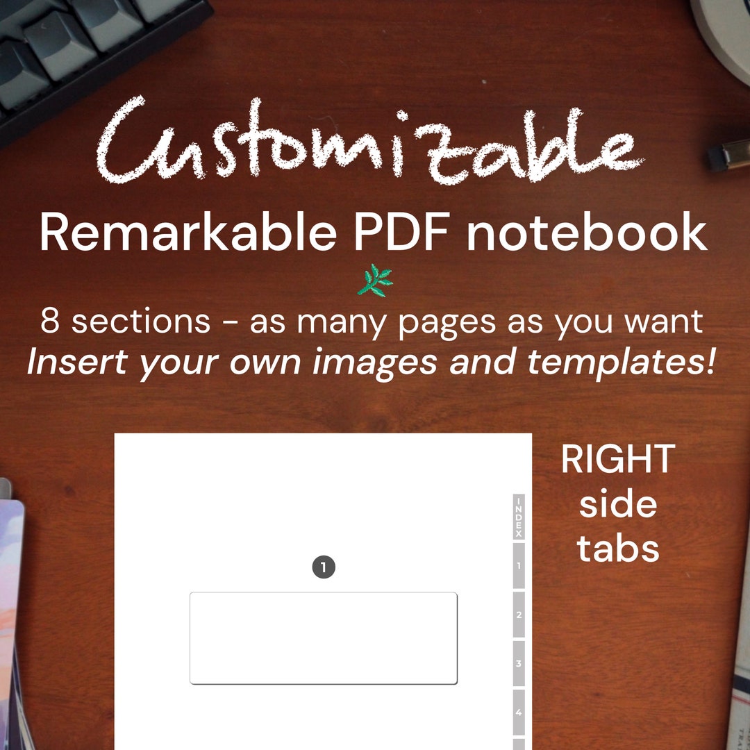 Remarkable EDITABLE PDF Notebook - Right Side Tabs - Etsy