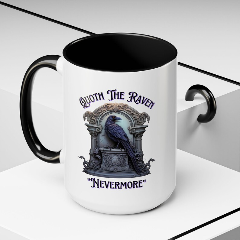 The Raven Mug. Quoth the Raven Mug, Edgar Allan Poe Mug, Gothic Raven ...
