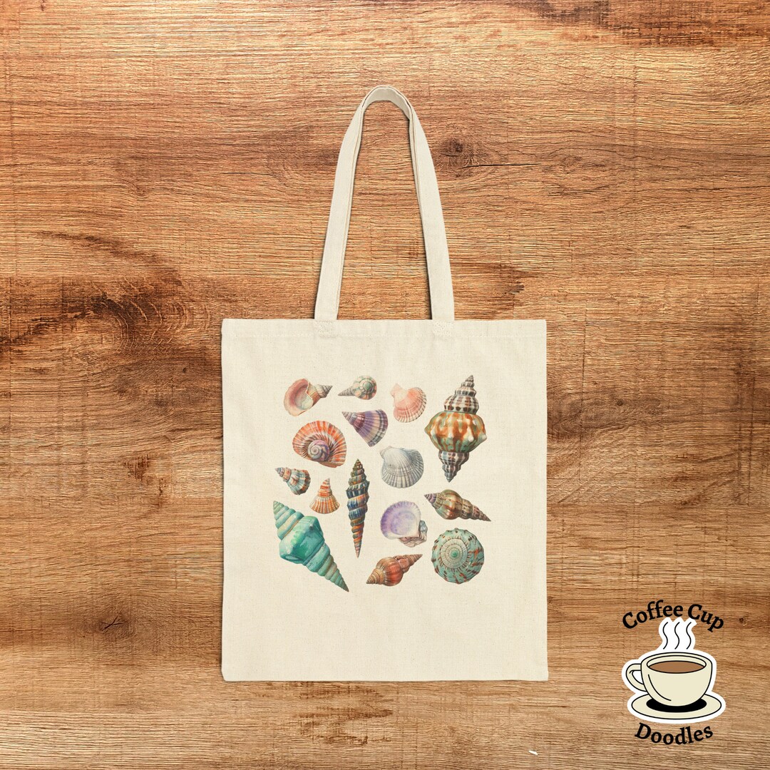 Sea Shells Tote Bag, Sea Shells Collector Bag, Beach Bag Gift ...