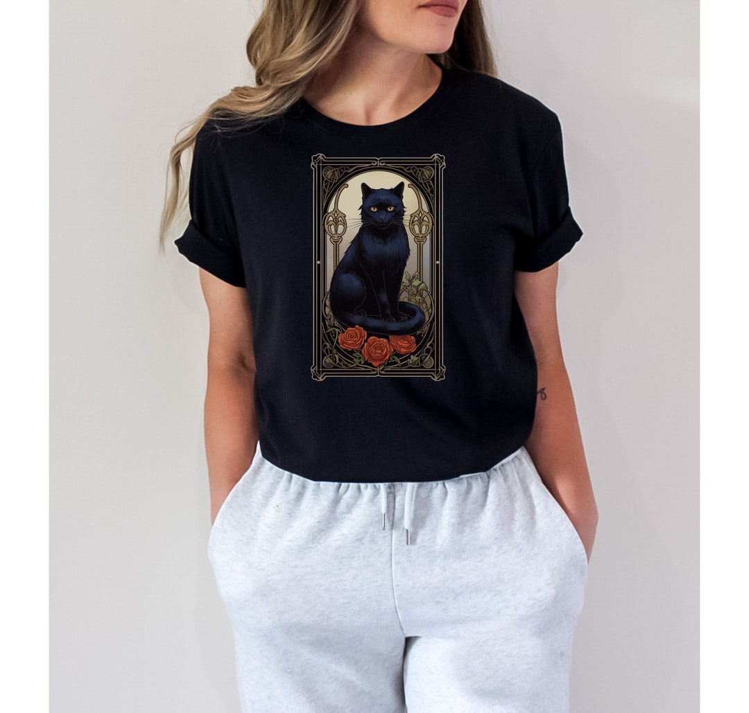 Black Cat Tee, Black Cat Gift, Black Cat Shirt, Black Cat Tarot, Black ...