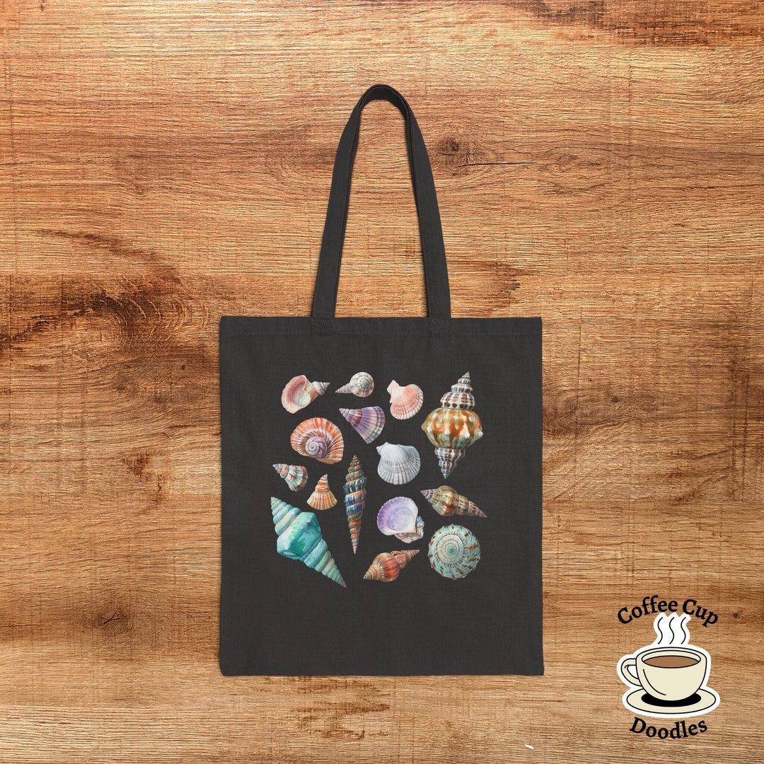 Sea Shells Tote Bag, Sea Shells Collector Bag, Beach Bag Gift ...
