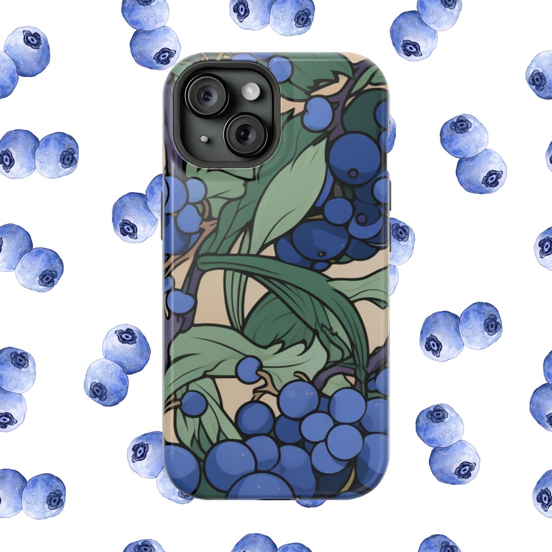 Blueberries Magsafe Tough Phone Case, Fruit Phone Case, Blueberries ...