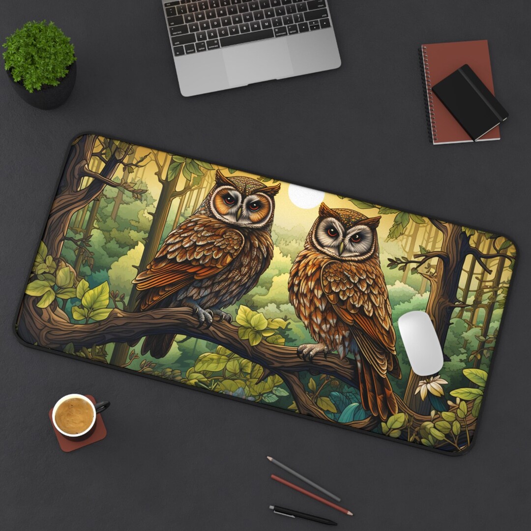 Owl Painting Desk Mat: Wildlife Inspired Office Decor - Etsy