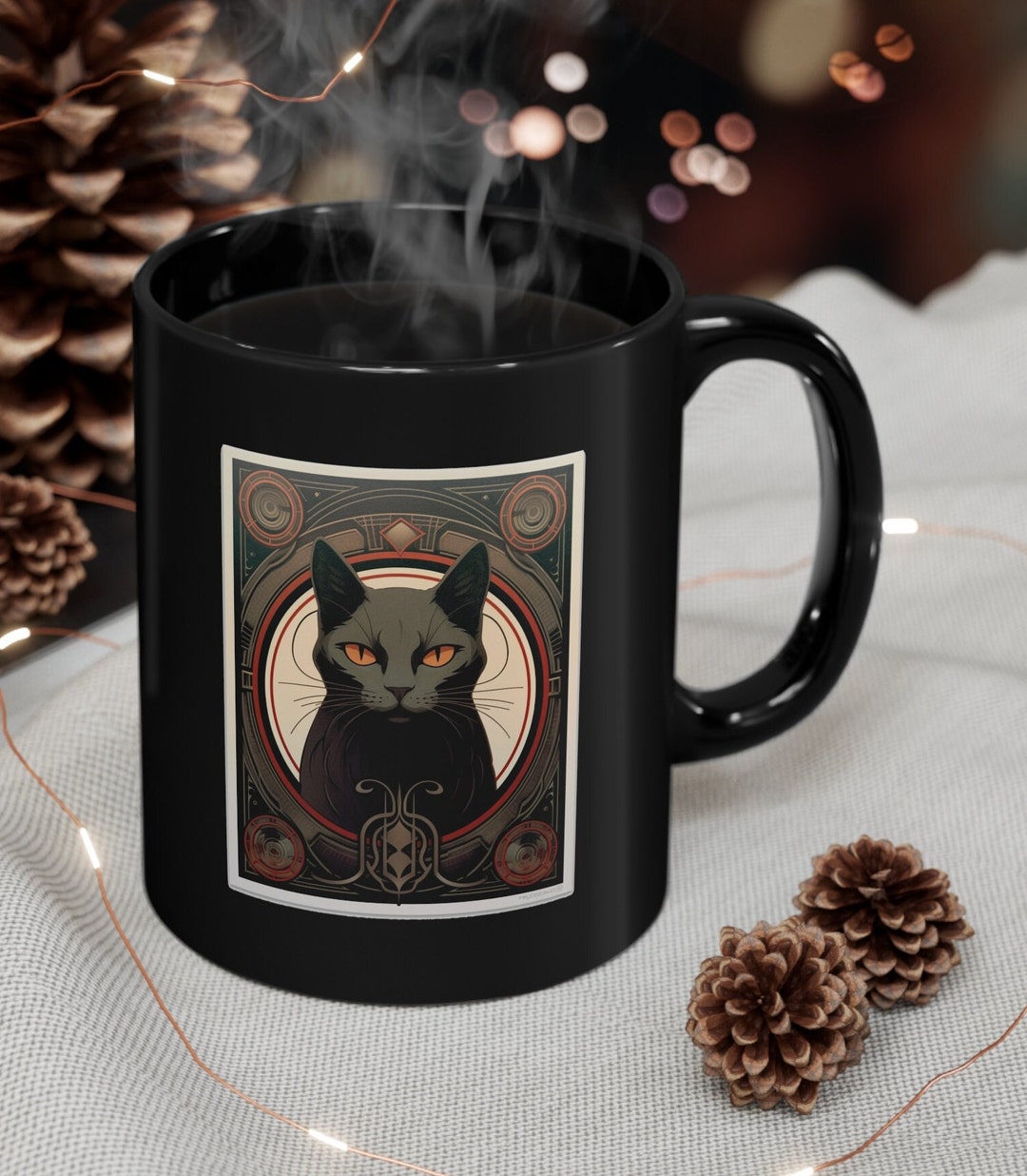 Black Cat Mug, Spooky Black Cat, Black Cat Coffee Cup, Cat Lovers Gift ...