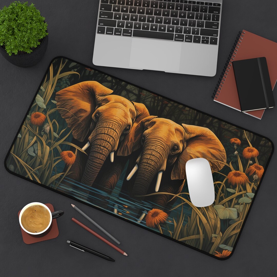 Beautiful Elephants Desk Mat, Wildlife Inspired Desk Mat, Workspace or ...