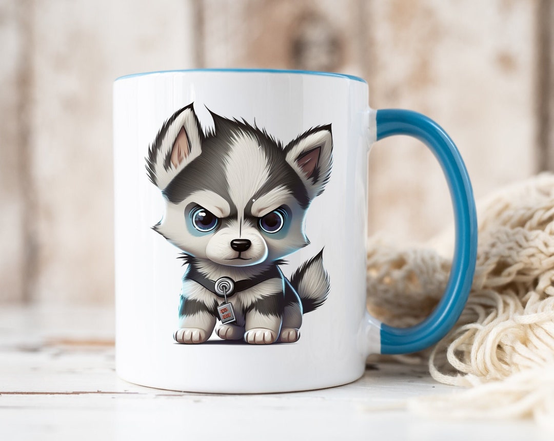 Husky, Husky Puppy, Husky Cartoon, Mugs, 15oz - Etsy