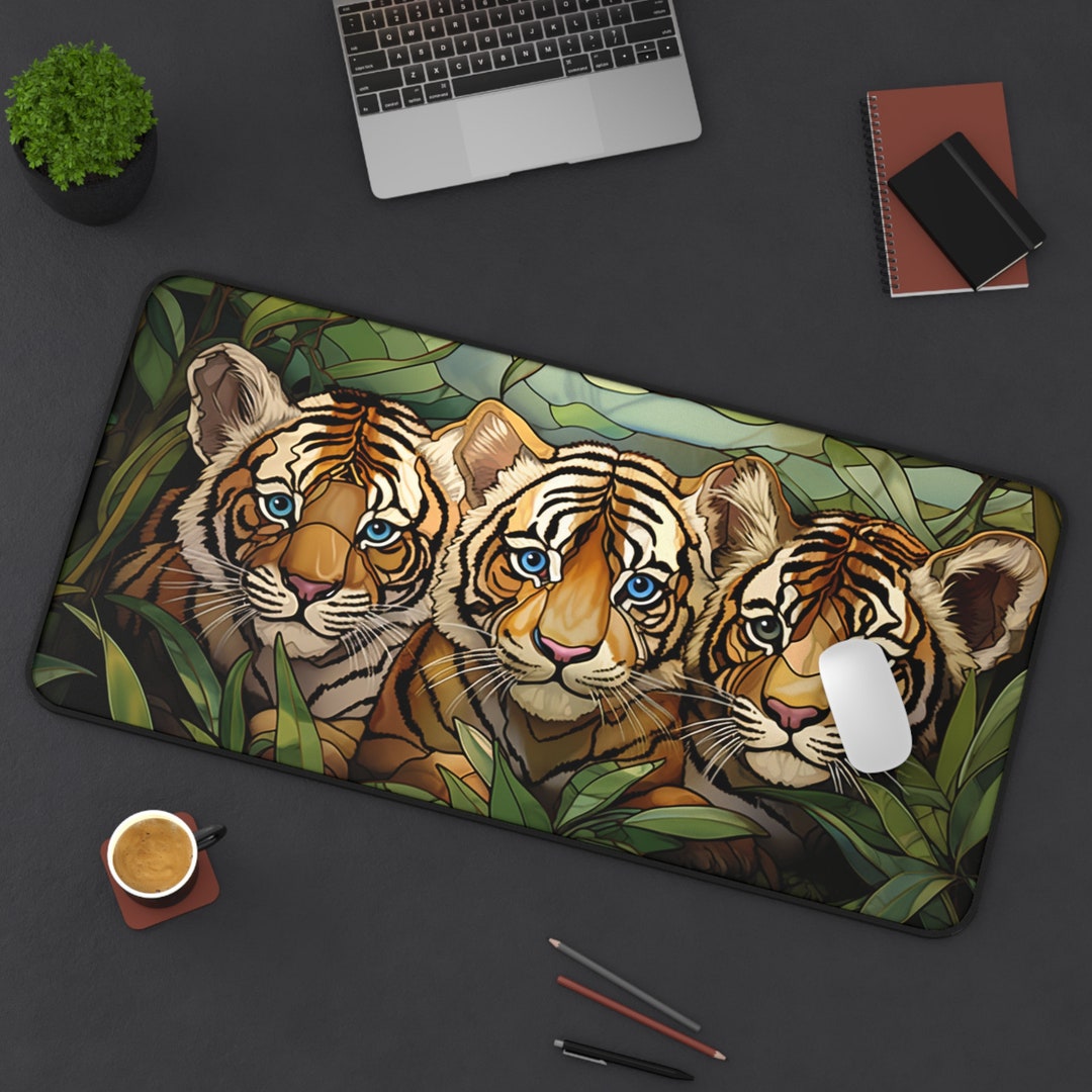 Tiger Cubs Desk Mat, Wildlife Inspired Desk Mat, Workspace or Office ...