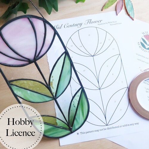 Mid Century Flower Stained Glass Pattern Stained Glass - Etsy