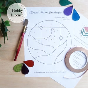 Moon Landscape Stained Glass Pattern Stained Glass Patterns - Etsy