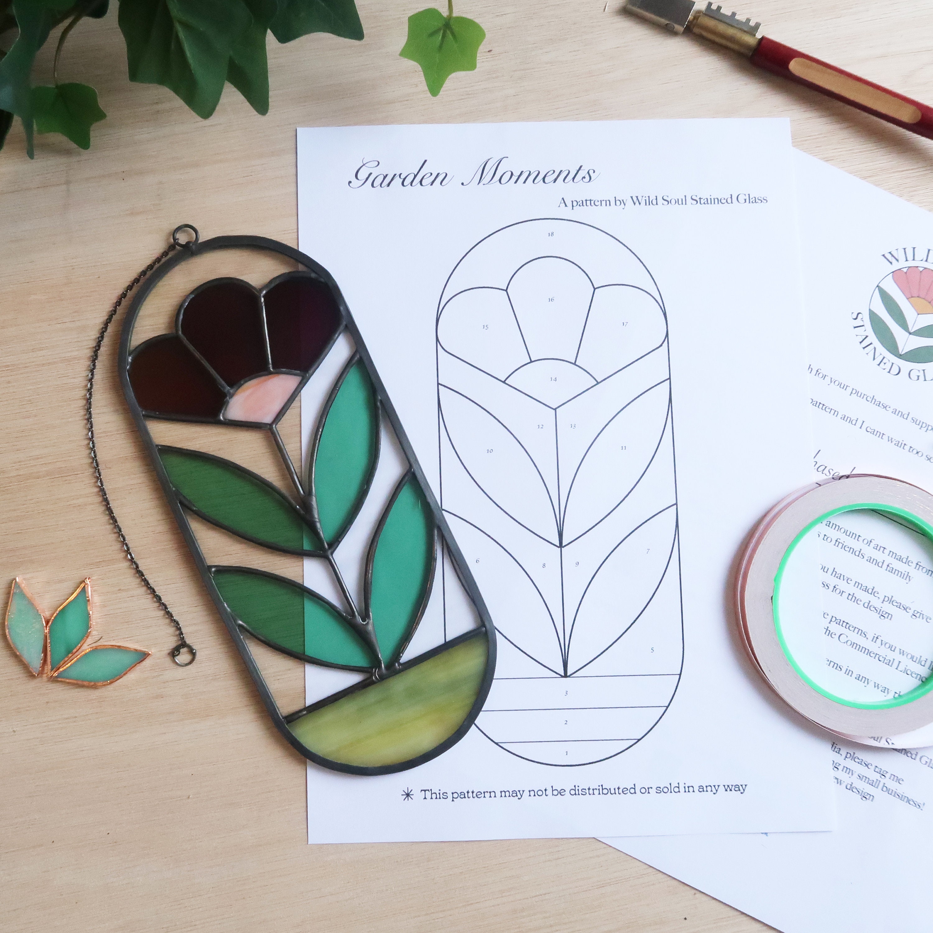 Botanical Stained Glass Pattern Stained Glass Patterns - Etsy UK