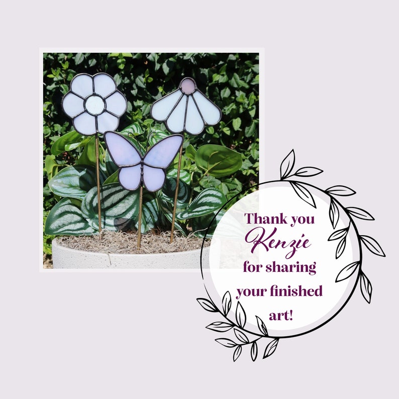 Stained Glass Plant Stakes Pattern, Beginner Stained Glass Pattern, PDF ...