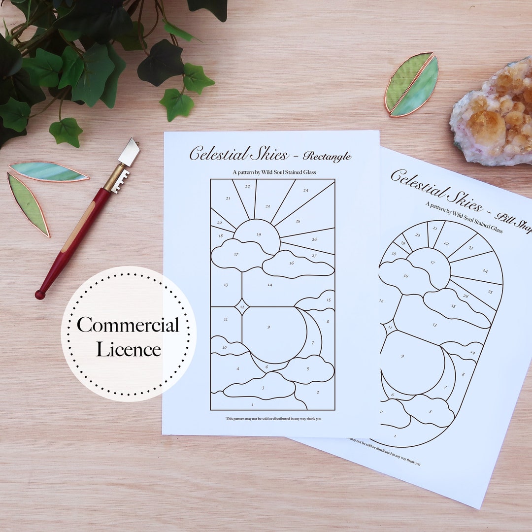 Celestial Sun and Moon Stained Glass Pattern, PDF & PNG Digital ...