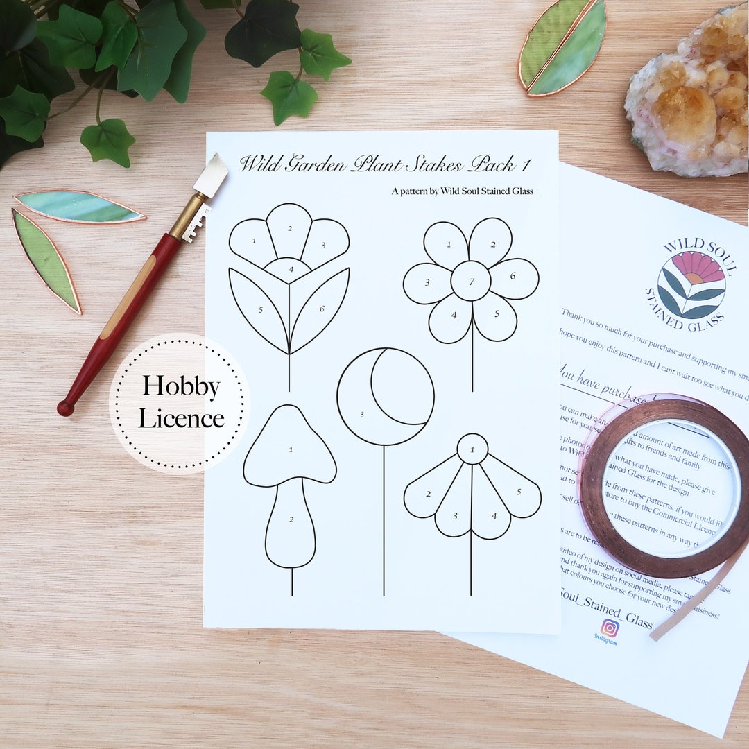 Plant Stakes Pack 1 Stained Glass Pattern, Stained Glass Patterns ...