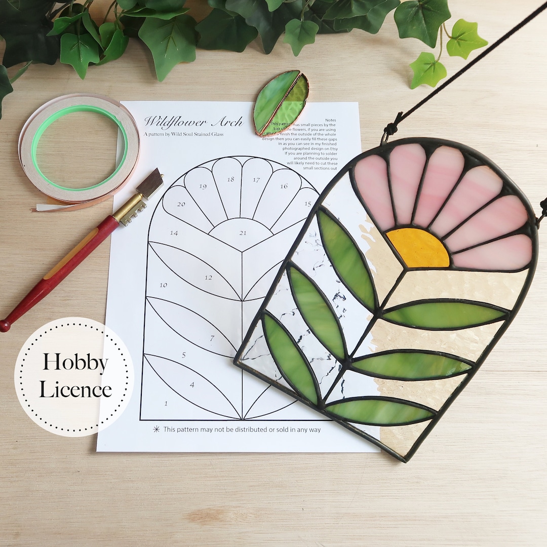 Flower Stained Glass Pattern, Stained Glass Patterns, Digital Download, DIY Stained Glass ...