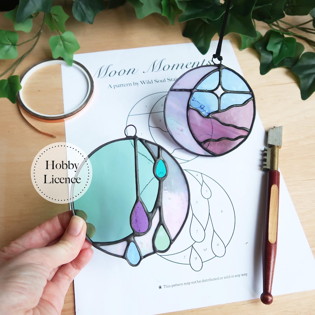 Moon Stained Glass Pattern, Beginner Stained Glass Patterns, PDF and ...
