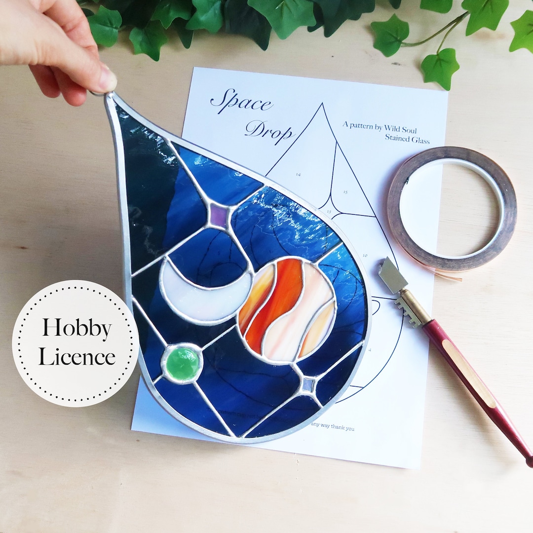 Space Drop Stained Glass Pattern, Stained Glass Patterns, Digital ...