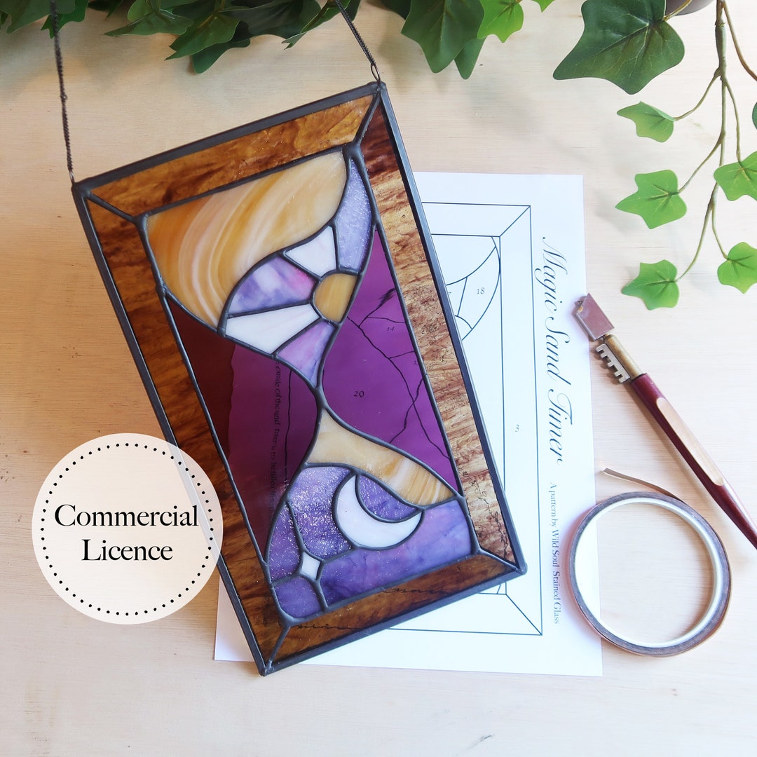 Celestial Sand Timer Stained Glass Pattern, PDF & PNG Digital Download ...