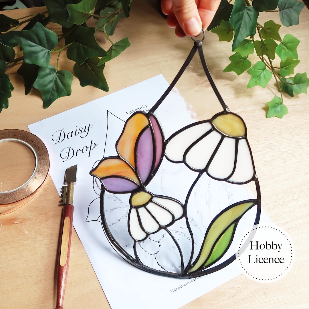Daisy Butterfly Stained Glass Pattern, Beginner Stained Glass Patterns ...