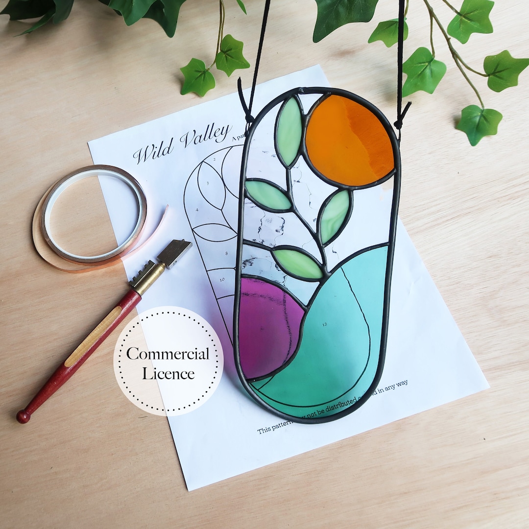 Landscape Stained Glass Pattern, Stained Glass Pattern, Digital ...